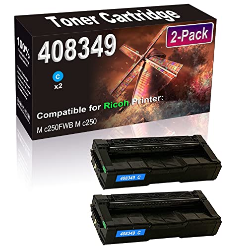 Kolasels 2-Pack (Cyan) Compatible M c250FWB M c250 Toner Cartridge (High Capacity) Replacement for Ricoh M C250 408349 Printer Cartridge
