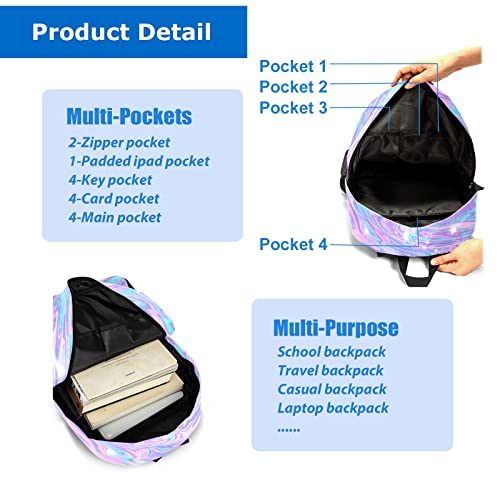 Yeshop Gymnastic Marble Unicorn Personalized Backpack for Teen Boys Girls,Custom Travel Backpack Bookbag Casual Bag with Name Gift