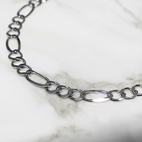 JOULE SHOP 10K Gold Chains - REAL Solid White Gold Chain Necklace 3mm Figaro Link for Women and Men 20"