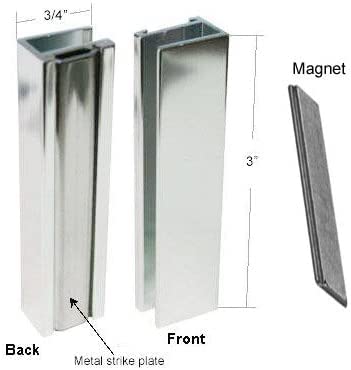SDB Bright Chrome Shower Door U-Channel with Metal Strike and Magnet
