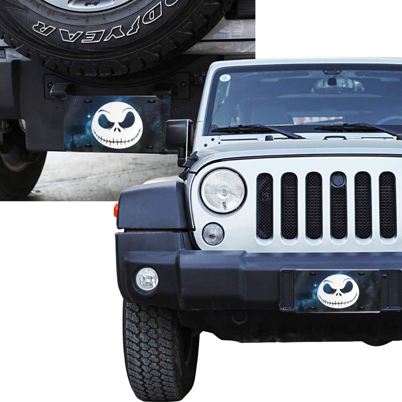 JUCHen Jack-Skellington License Plate Auto Truck Front Tag Metal License Plate Cover Frame for Car 6"x12"