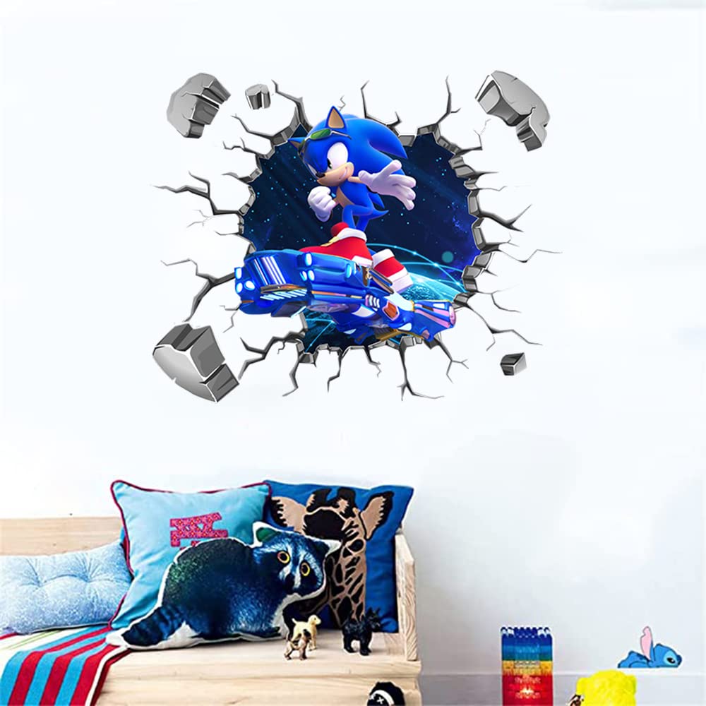Sonic Wall Stickers Children's Room Living Room Décor 3D Cartoon Game PVC Stickers (P0432)