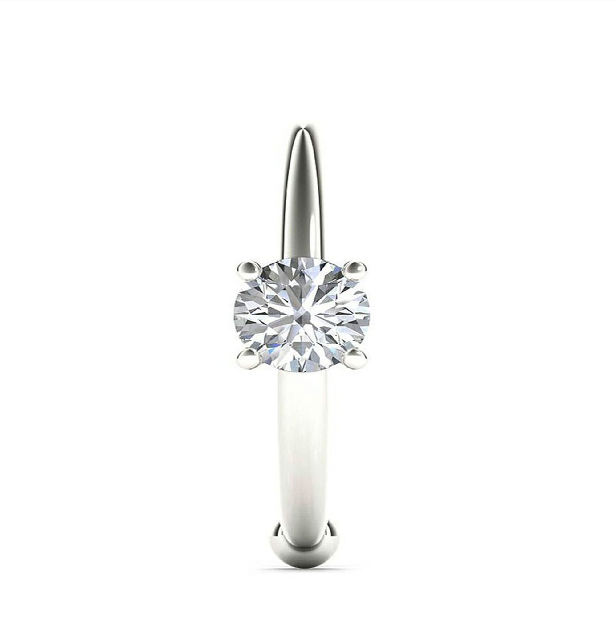 JewelMore 0.02ct Diamond Nose Ring Hoop - 14K White Gold or Yellow Gold (White Gold)