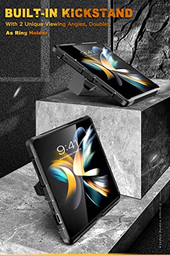 ZtotopCases for Samsung Galaxy Z Fold 4 5G (2022), Full-Body Dual Layer Rugged Case with Built-in Screen Protector & Kickstand & S Pen Slot Drop Protection Shockproof, Black