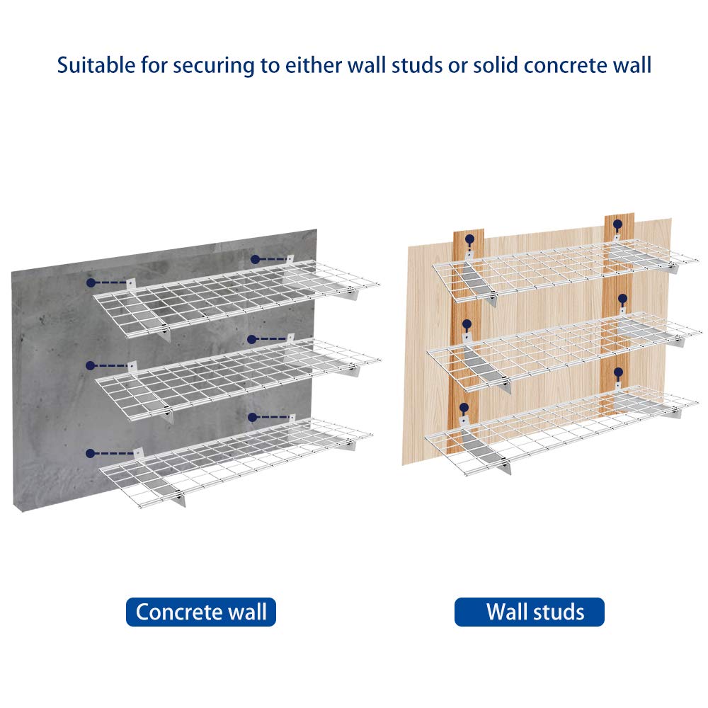 Ultrawall Garage Wall Shelving, 2-pack 2x4ft Heavy Duty Wall Mount Shelving Unit, 45-inch-by-15-inch Floating Shelves Max Load 400lb, White