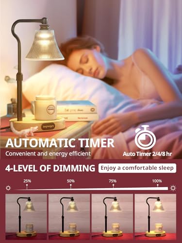 Inspireyes Candle Warmer Lamp, Electric Candle Warmer with Timer Dimmer, Height Adjustable Wax Melter Warmer for Jar Candles Scented Wax, House Warming Gifts New Home Decor, Gift for Mom, Flameless