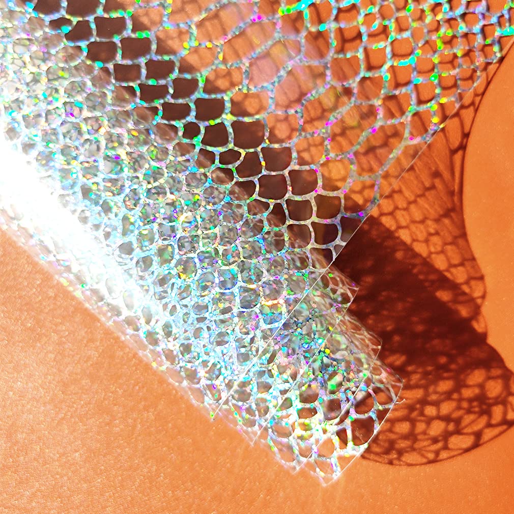 HYANG Snake Moire Solid Transparent PVC Super Clear Holographic Vinyl Faux Leather Sheets 1 Roll 12" x 47" (30cm x 120cm) for DIY Bows Earrings Bags DIY Crafts Making