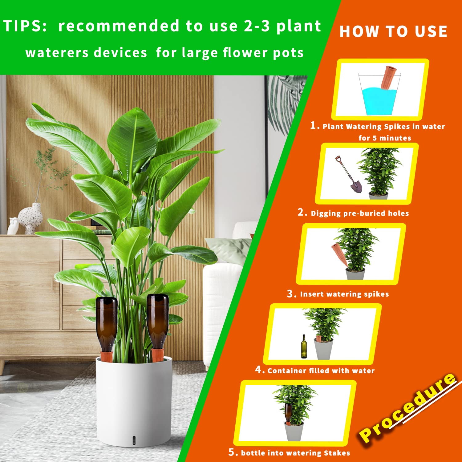 Plant Self-Watering Stakes-15 Pack Terracotta Automatic Plant Waterer Devices Auto-Water Irrigation System for Indoor/Outdoor Plants