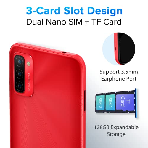 Ulefone Note 12 Unlocked Cell Phone, 4G Unlocked Smartphone, 6.82β Ultra-Large Screen with Slim Structure, 7700mAh Battery, 4+128GB, 3-Card Slot, Face Unlock/Fingerprint Recognition, Red
