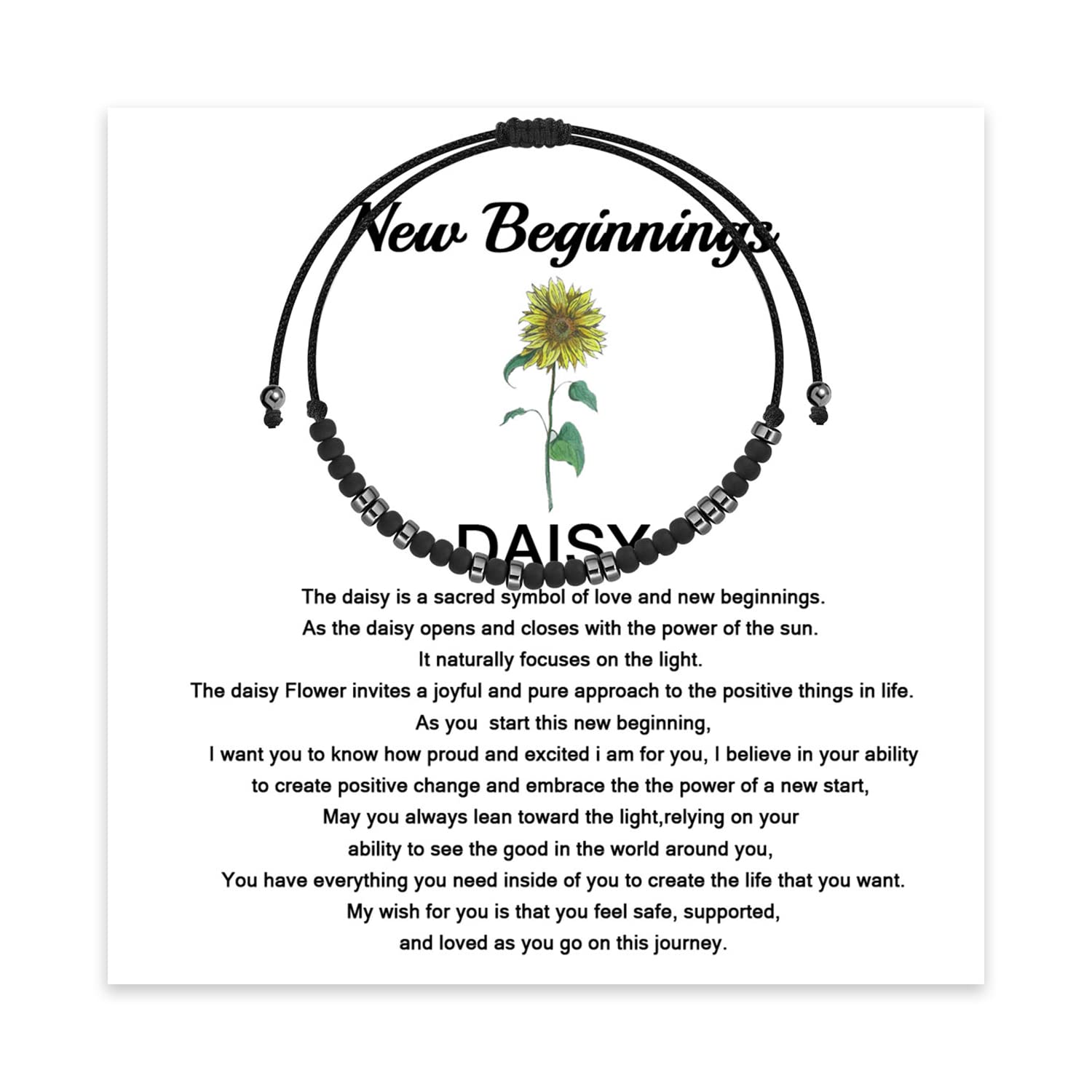 MAOFAED New Beginnings Morse Code Bracelet for Men Women New Beginnings Gift Inspirational Gift New Challenge Gift (new beginning code br)