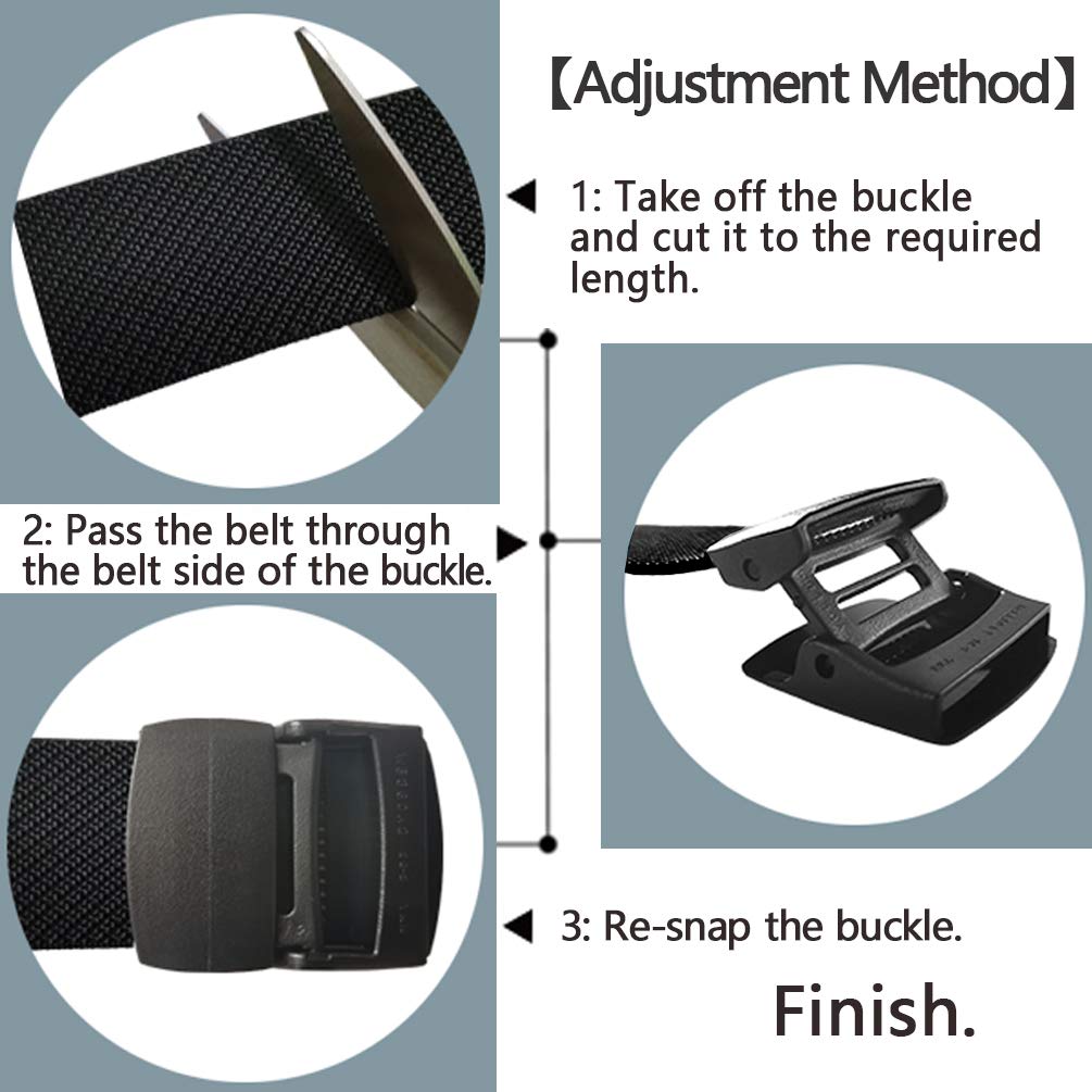 LionVII Men's Stretch Belts -Breathable Casual Web Belt for Men with No Metal Plastic Buckle for Work Sports, Adjustable [53" L x 1.5" W](Black)