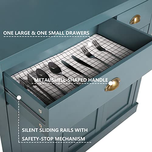 VEIKOU Pantry Buffet with Hutch,71" Kitchen Pantry Cabinets, Freestanding Storage Cabinet with Adjustable Shelves & Glass Doors, Tall Cupboard Pantry Cabinets with Coffee Countertop, Dark Teal