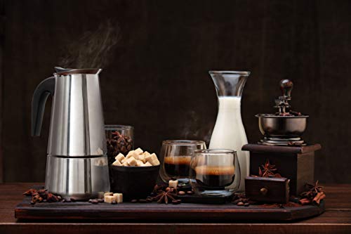 Mixpresso 9 Cup Coffee Maker Stovetop Espresso Coffee Maker, Moka Coffee Pot with Coffee Percolator Design, Stainless Steel Stovetop Espresso Maker, Italian Coffee Maker 450ml/15oz