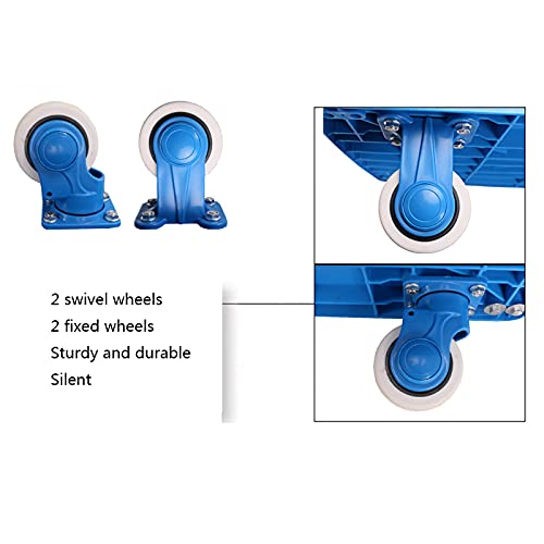 Platform Hand Truck Platform Truck Silent Push Cart with Metal Handle and Plastic Deck for Luggage Cooler Moving Folding Hand Trolley Swivel Wheels Foldable (Size : 440lb(72 * 46))