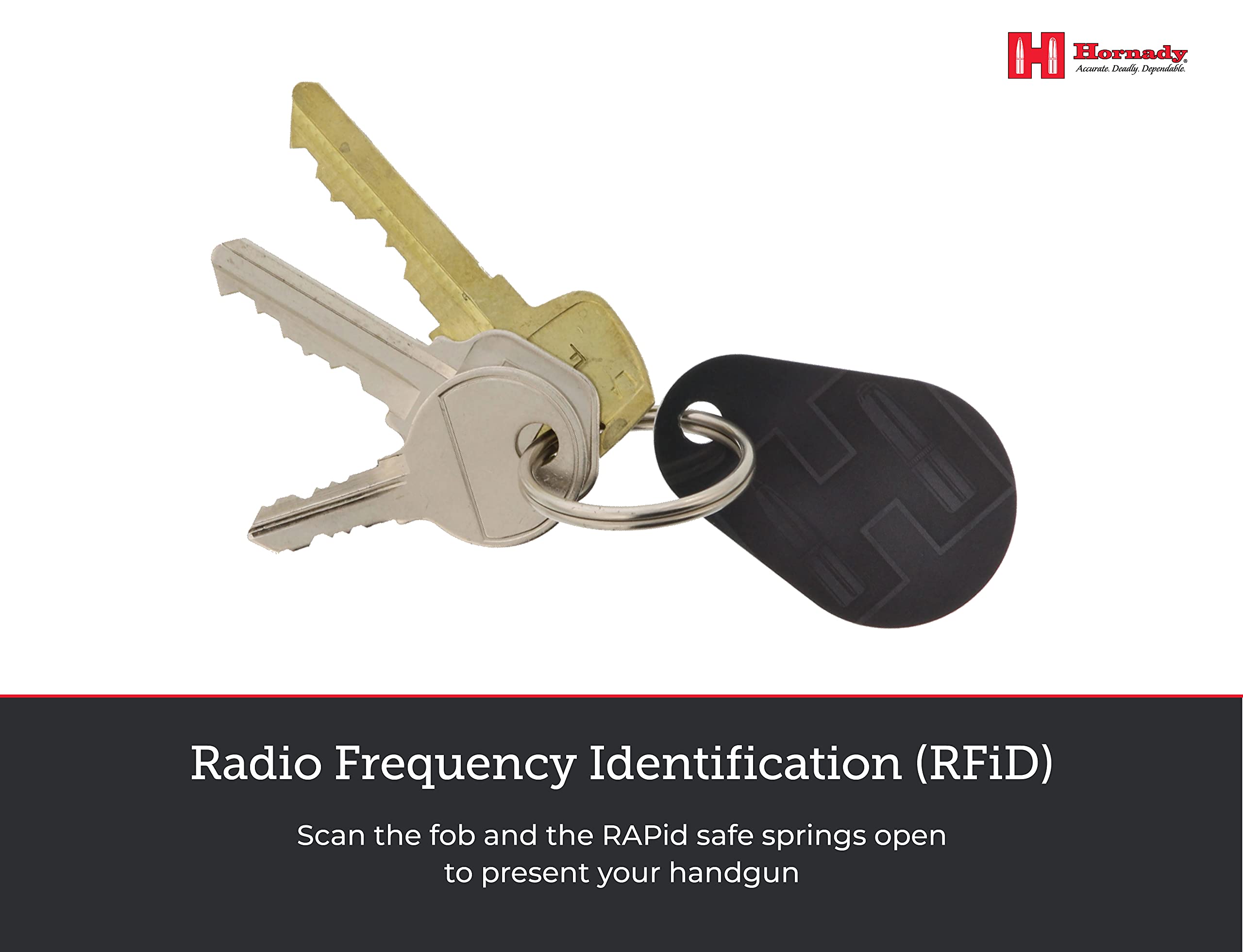 Hornady RAPiD Safe RFID Key Fob, 98161, 2 Pack - Provides Fast, Touch Free Entry to Hornady Rapid Safes in Emergencies - Durable Key Fob Keychain with Hornady Logo and RFID Chip for Instant Access