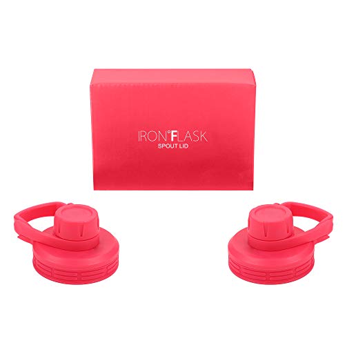 IRON °FLASK Spout Lid for Wide Mouth, Insulated Sports Water Bottles, Chug Lid, BPA Free 2 Lids (Fuchsia)