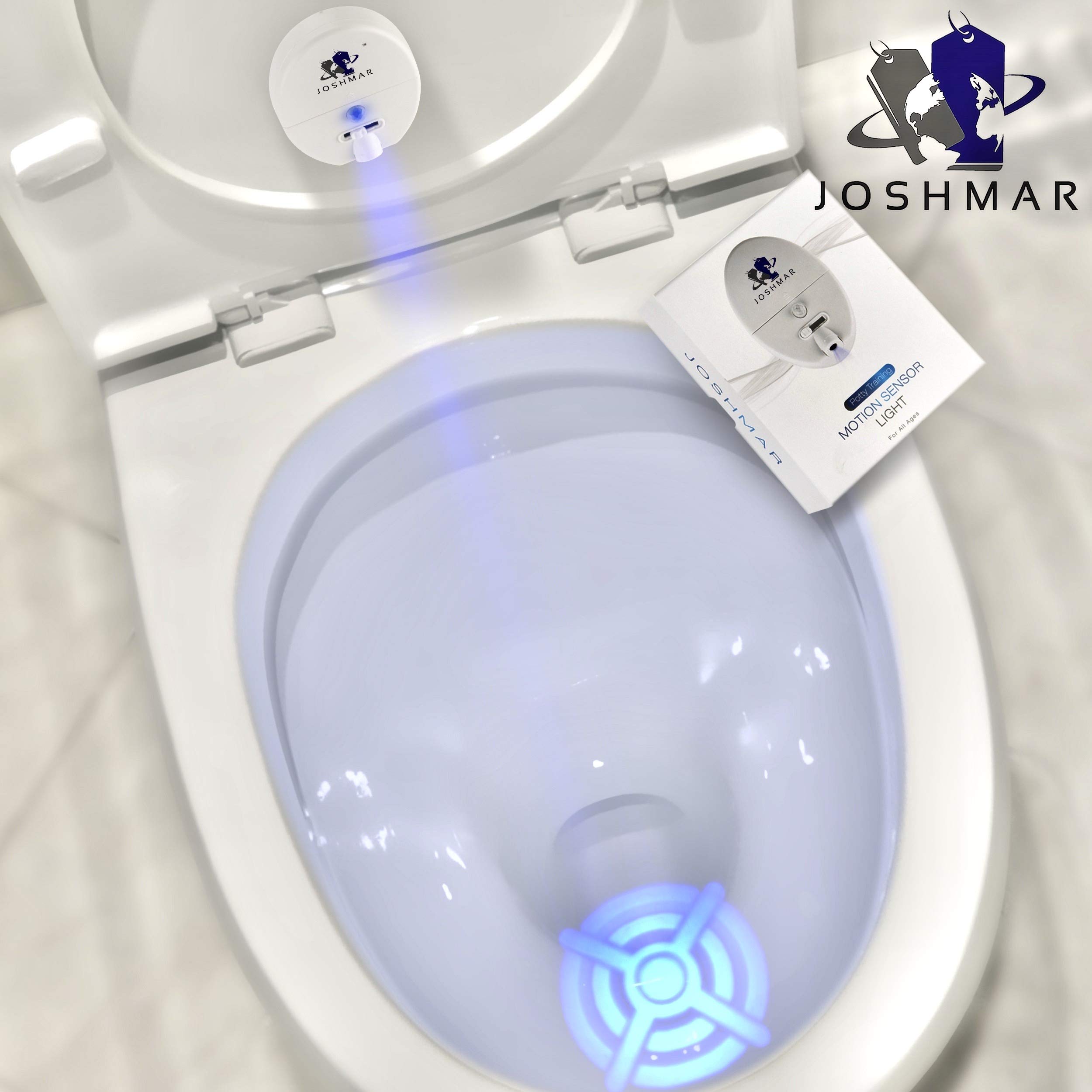 JOSHMAR Boy Potty Training Target Sensor Light - Easy Fast and Fun Learning. Perfect Toddler Potty Training with 6 Toilet Stickers as Gift for Children - Son, Nephews and Grandchildren. for All Ages.