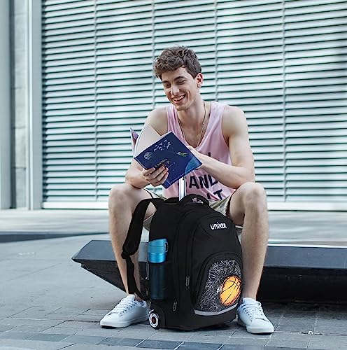 UNIKER Rolling Laptop Bag for 15.6 Inch Laptop,19 Inch Roller Bag with Noisyless Wheels,Wheeled Computer Bag,Travel Bag Suitcase Rucksack for Men Basketball