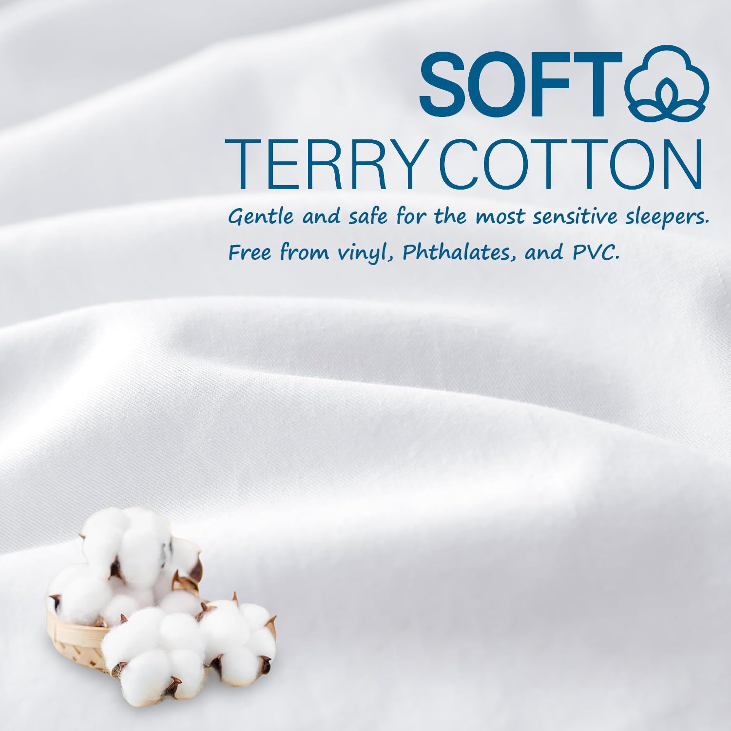 Waterproof Duvet Cover, Washable&Reusable Cotton Knitted Fabric Incontinence Duvet Protector with Zipper with Corner Ties for Kids, Elder, Pets, Dog, Cat (White,King)