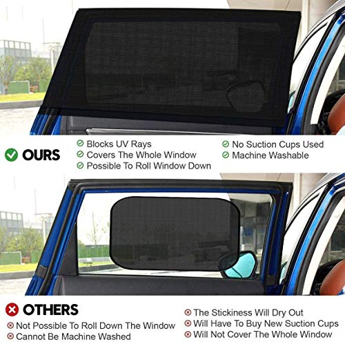 LEMLEON Car Window Shade,Automotive Sun Protection for Baby Windshield Mesh Rear Side Kids Sunlight Protection, Double Venting Design, Universal Fit Most of Cars and SUV's. 2 Pack