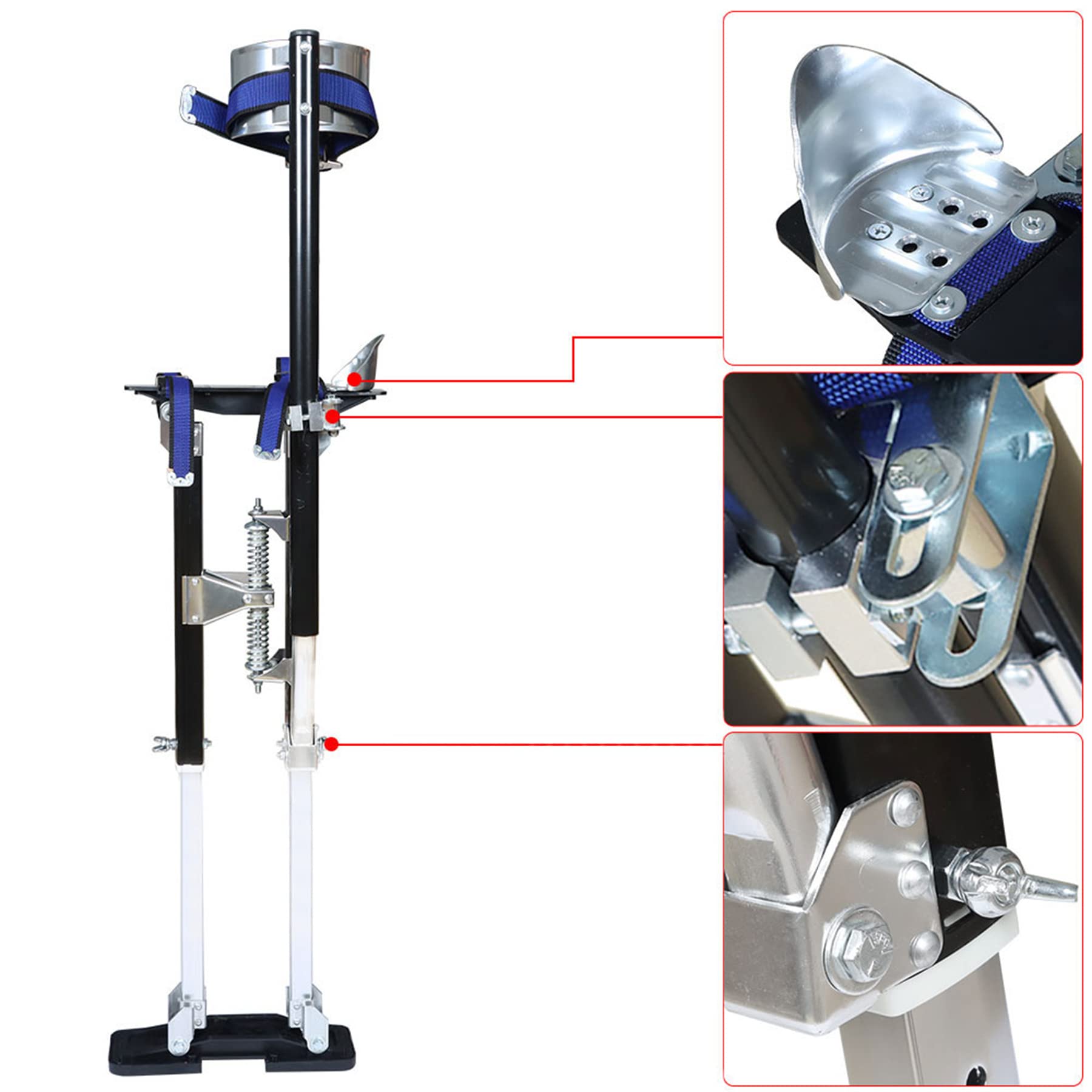 marddpair Drywall Stilts 24-40 inch Grade Adjustable Auminum Tool Stilt for Painting or Cleaning - Silver