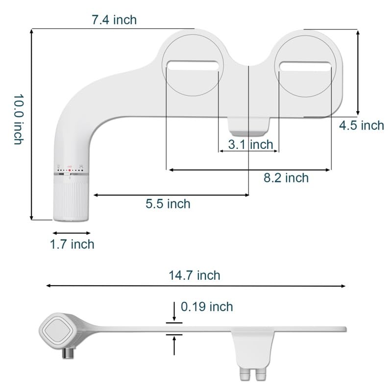 yghlh Bidet Non-Electric Toilet Attachment Dual Nozzle Bidet Adjustable Water Pressure