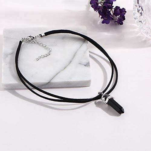 Kercisbeauty Black Wrap Velvet Choker with Black Gemstones Healing Stones Women Everyday Boho Necklace Gift Her Jewelry Hippie Crystal