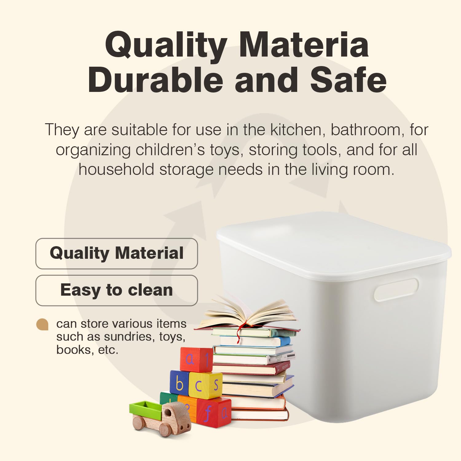 WINWOL SF White Plastic Storage Bins - Multifunctional Bins , Ideal for Office, Classroom, Kids’ Toys, and Pantry, Deep Storage Design for Perfect Organization(S-F)