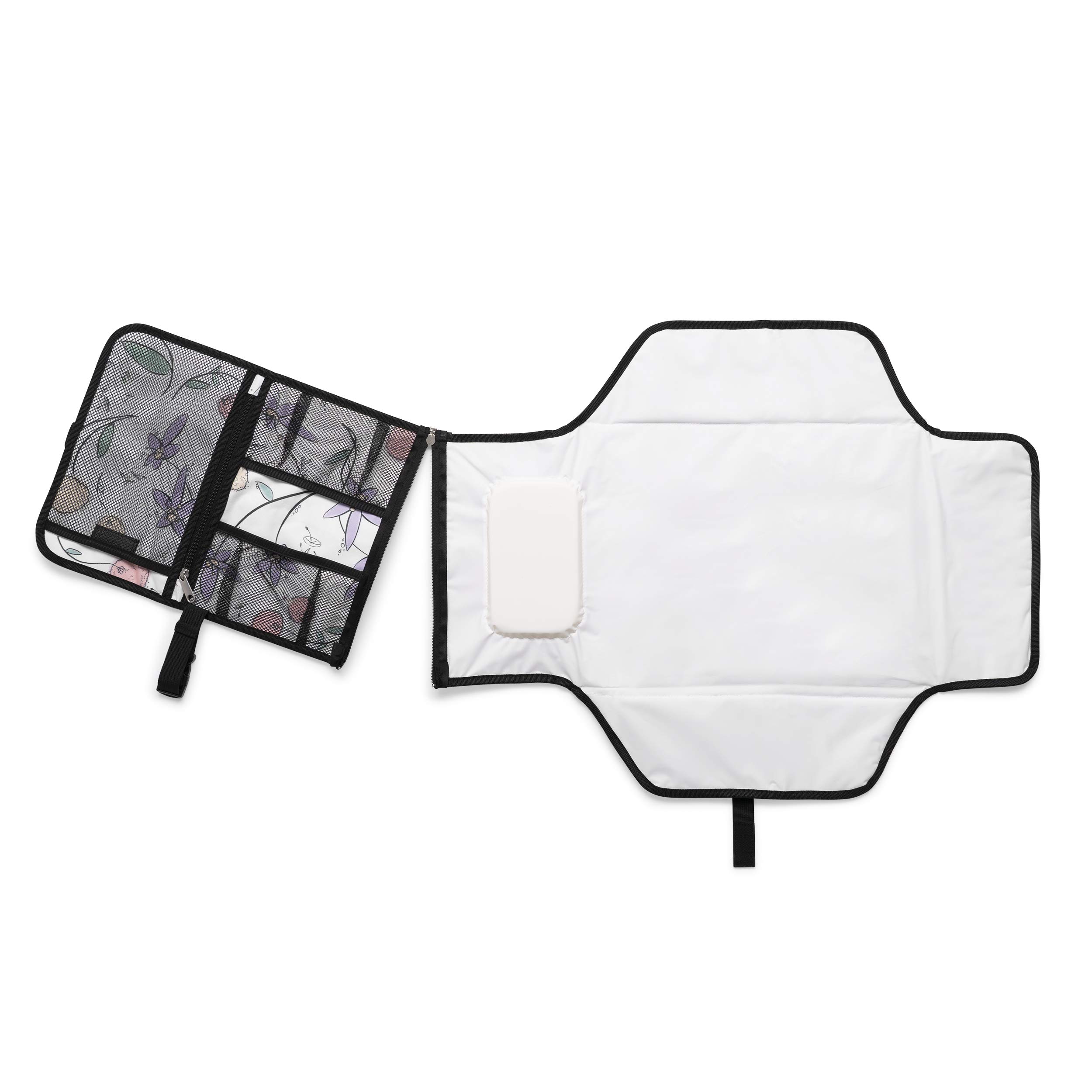 JumpOff Jo β Portable Changing Pad / Diaper Bag with Padded Changing Station, Easy Travel Changing Pad, Includes Handy Storage Pockets for Baby Necessities β Fairy Blossom