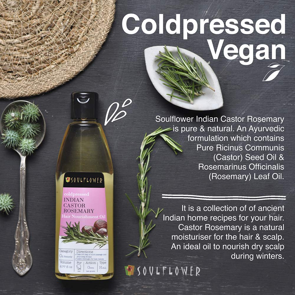 Soulflower Pack of 2 Castor Rosemary Hair Oil and Onion Biotin Shampoo, 500ml