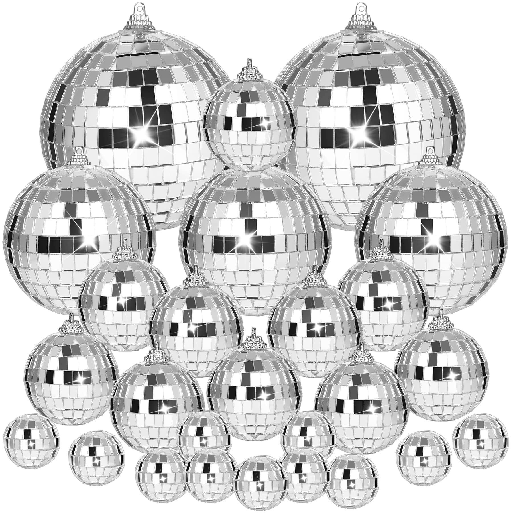 MARFOREVER 40 PCS Mini Mirror Disco Balls 2 Inches Reflective Mirror Ball Ornaments Small Disco Ball Silver Hanging Ball for Christmas Easter Tree Party Home Decorations