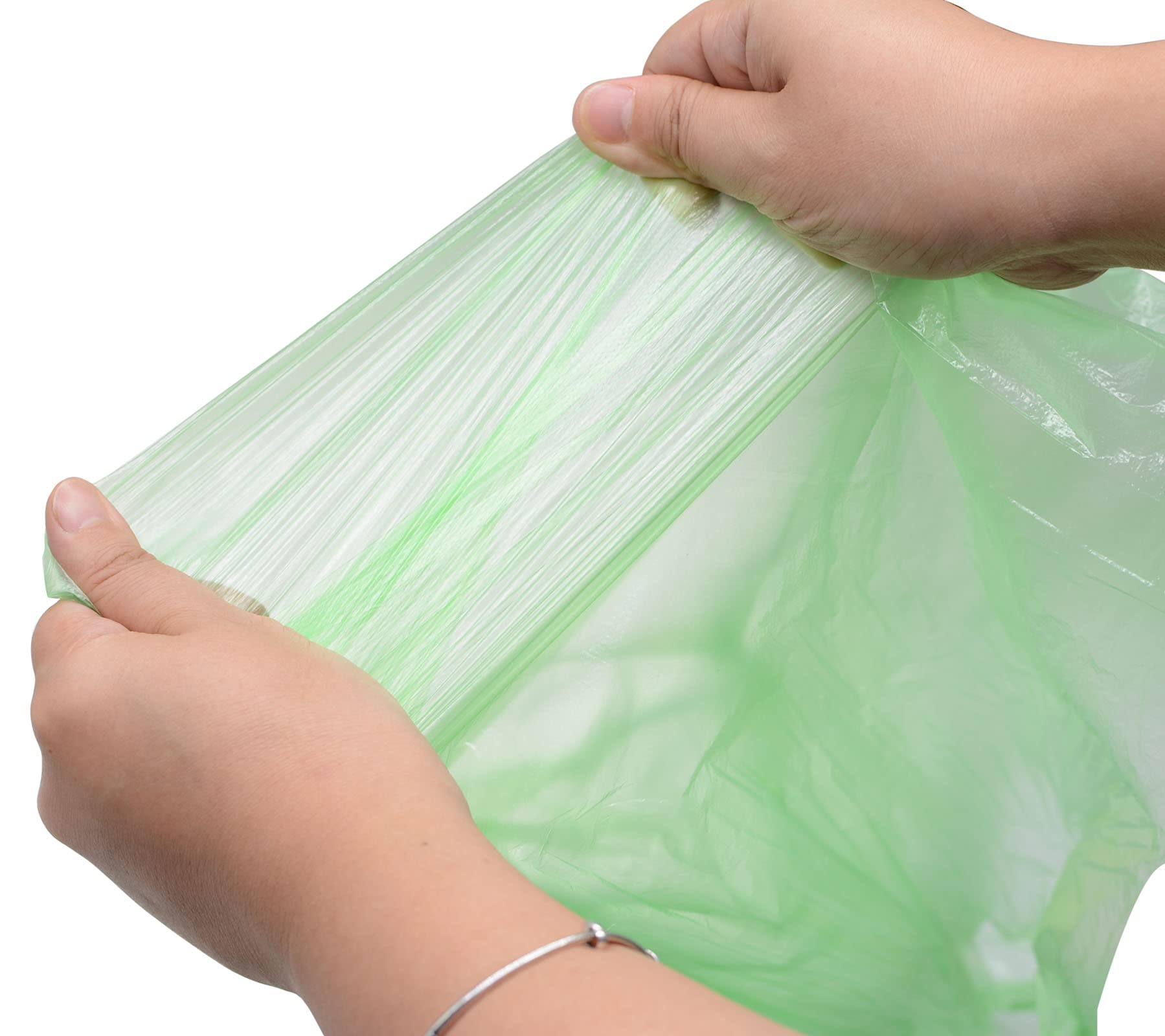 Kitchen Garbage Bags and Green Trash Bag, 100 Counts 4 Gallon 45x60Cm Kitchen Trash Bags with Handles for Bathroom Trash Bags, Small Trash Bags, Contractor Bags (100pcs Green 45x60CM)