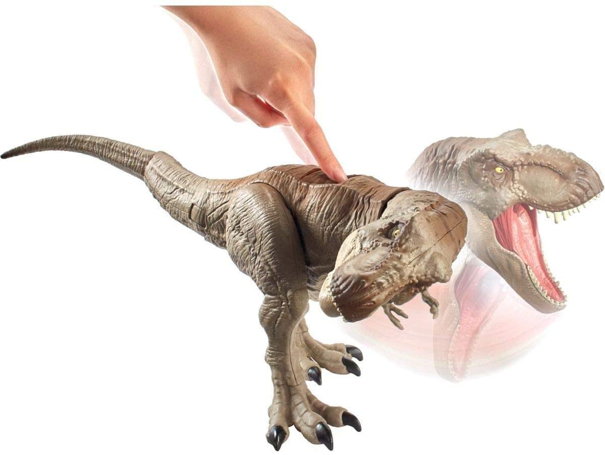 Jurassic World Bite 'n Fight Tyrannosaurus Rex in Larger Size with Realistic Sculpting, Articulation and Dual-Button Activation for Tail Strike and Head Strikes, Ages 4 and Older