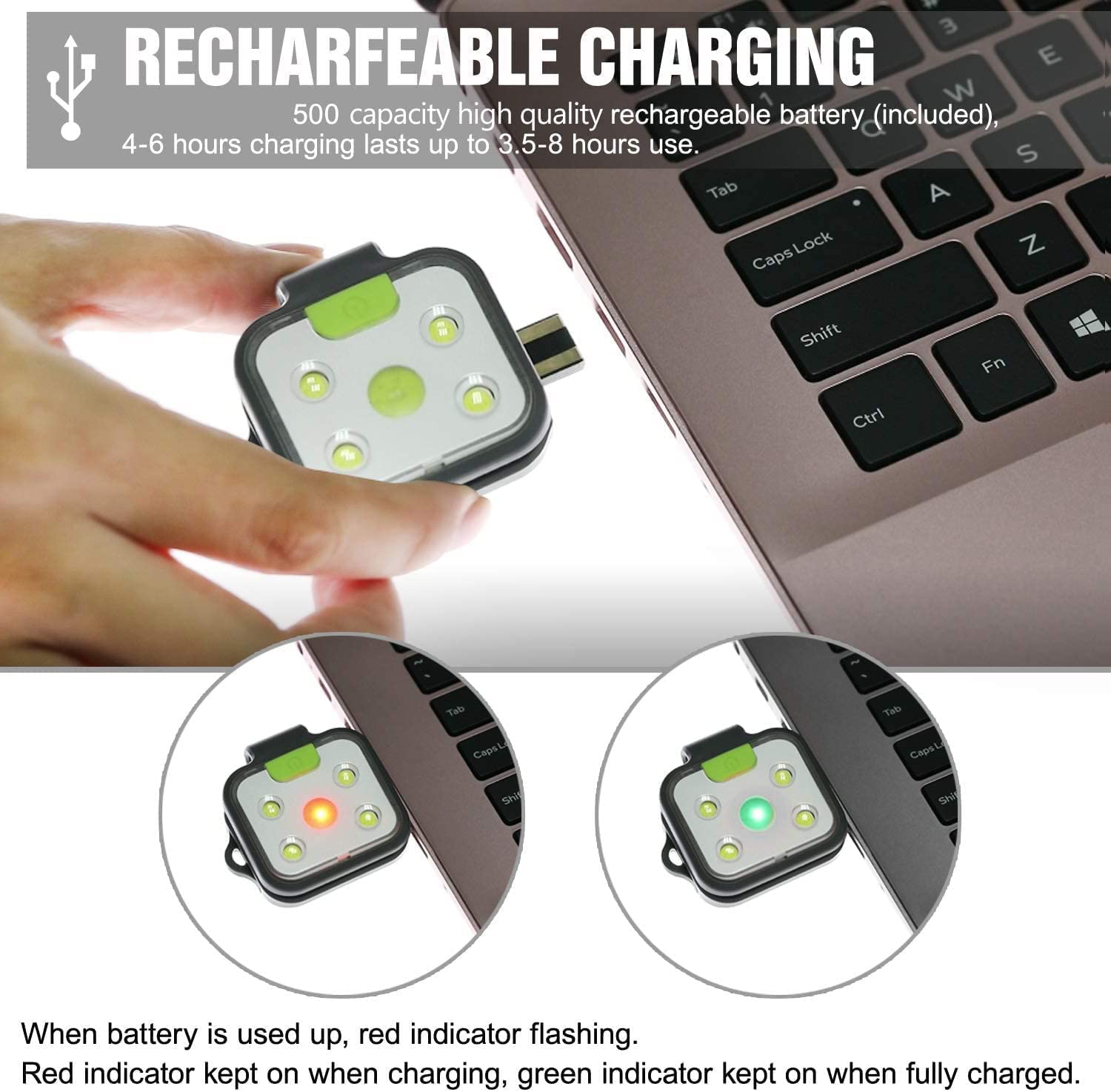 innofox Running Light, 2Pack Reflective Safety-Light for Runners, Rechargeable LED Light, Clip On Running Lights with Runners and Joggers for Camping, Hiking, Running, Outdoor Adventure (Cool Black)
