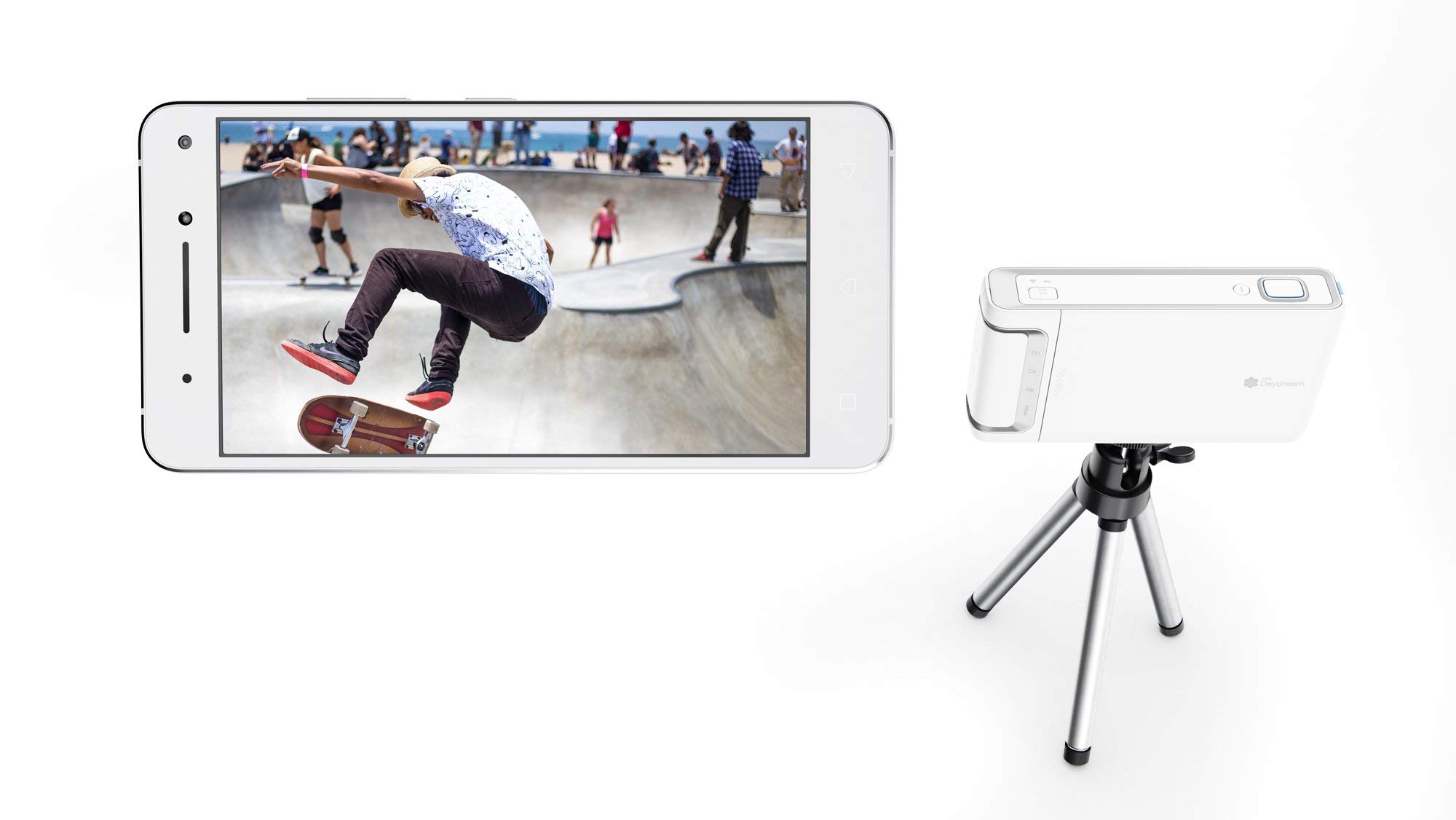 Lenovo Mirage Camera with Daydream, VR-Ready Photo and Video Camera, Integration with YouTube and Google Photos, Smartphone Compatibility, Moonlight White (Renewed)