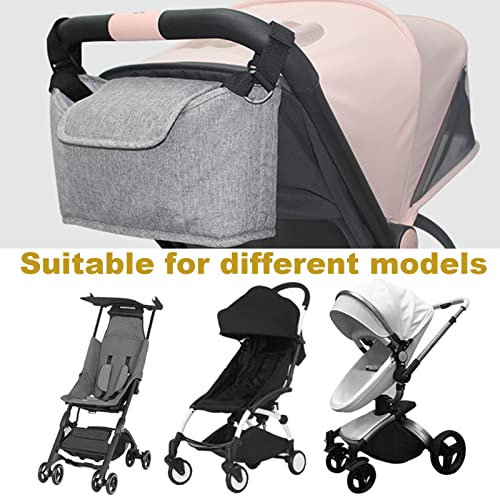 Universal Stroller Organizer,Non-Slip Stroller Caddy Accessories with Insulated Cup Holder,stroller bag organizer for Carrying Diaper, iPhone,Toys & Snacks,Fits Britax, Uppababy,BOB Stroller (Grey)