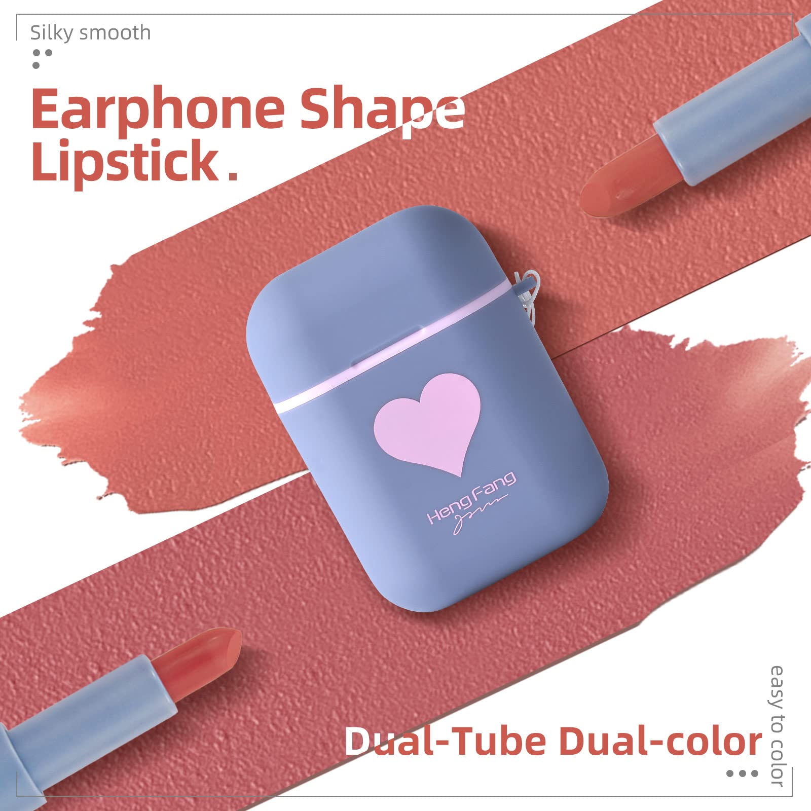 LAMUSELAND 2Pcs/set Matte Velvet Earphone Lipstick with 2Pcs/set Glitter Shimmer Eyeshadow Sticks