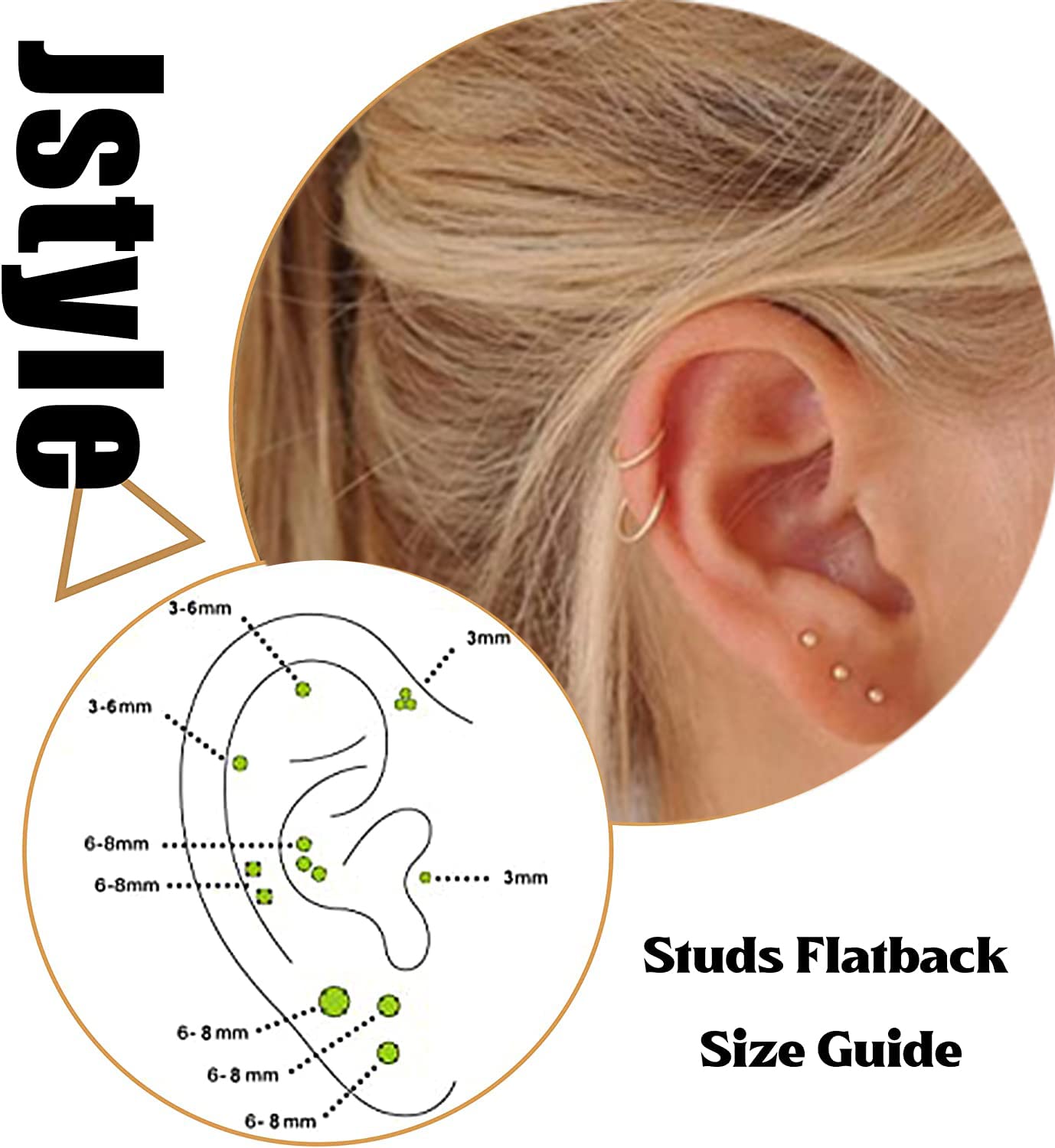 Jstyle 18 Pairs 20G Stainless Steel Tiny Stud Earrings For Womens Hoops Earrings Set Tragus Cartilage Piercing Jewelry