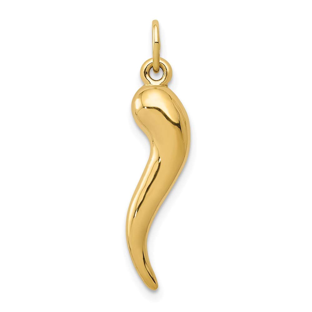 Jewelry Pilot 14K Yellow Gold Polished Italian Horn Charm Pendant