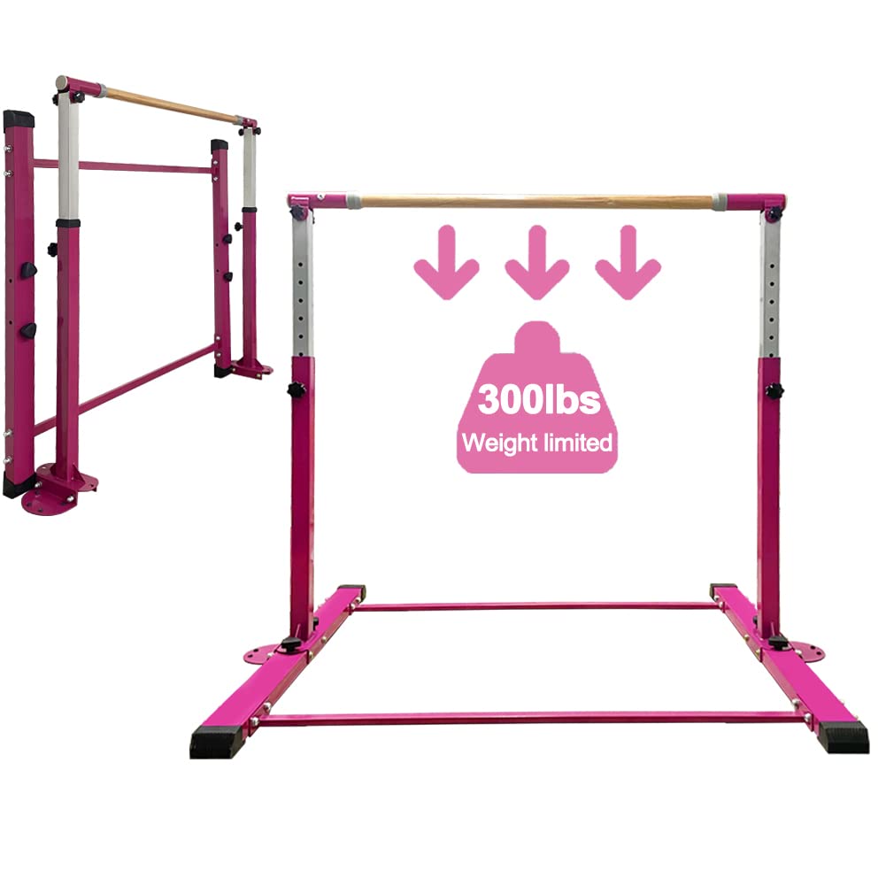 JC-ATHLETICS Gymnastic Kip Bar,Kids Girls Junior Ages 3-15,3' to 5' Adjustable Height,Home Gym Equipment,Home Training,1-4 Levels,260lbs Weight Capacity