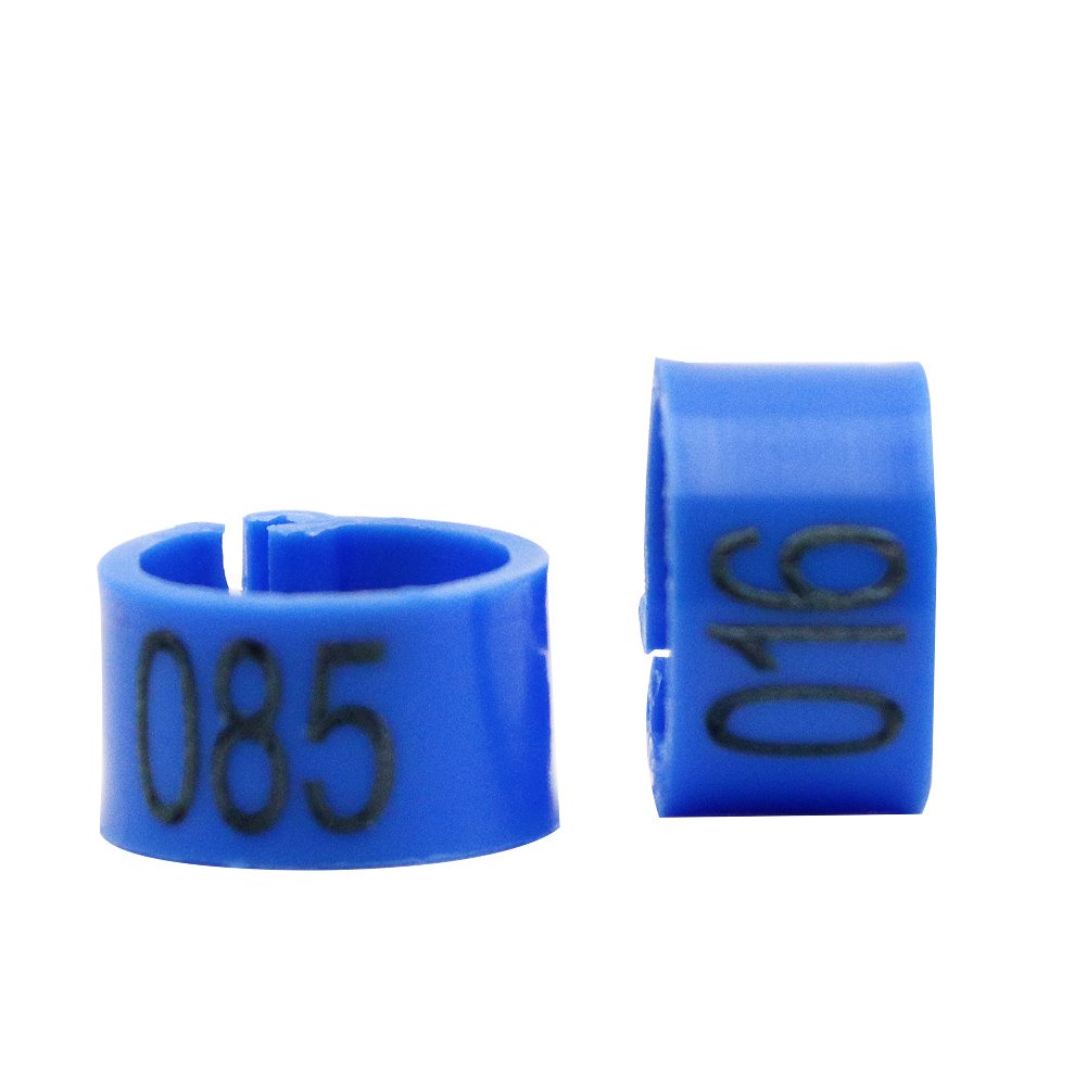 iherdsman 001-100 Multi-Color Bird Leg Bands Numbered 8 mm Pigeon Parrot Chicks Duck Clip Rings Band (Blue)
