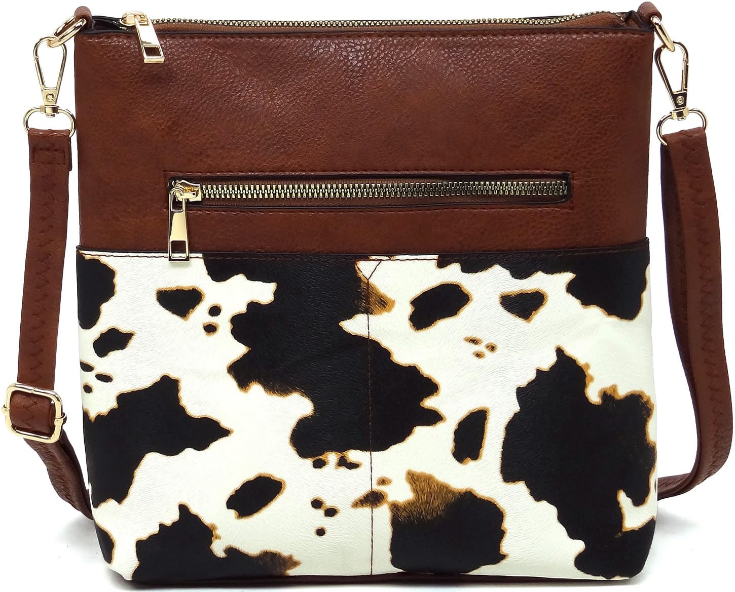 Leopard Print Crossbody Bag Animal Printed Shoulder Bag Womens Purse Satchel (Leo/Black)