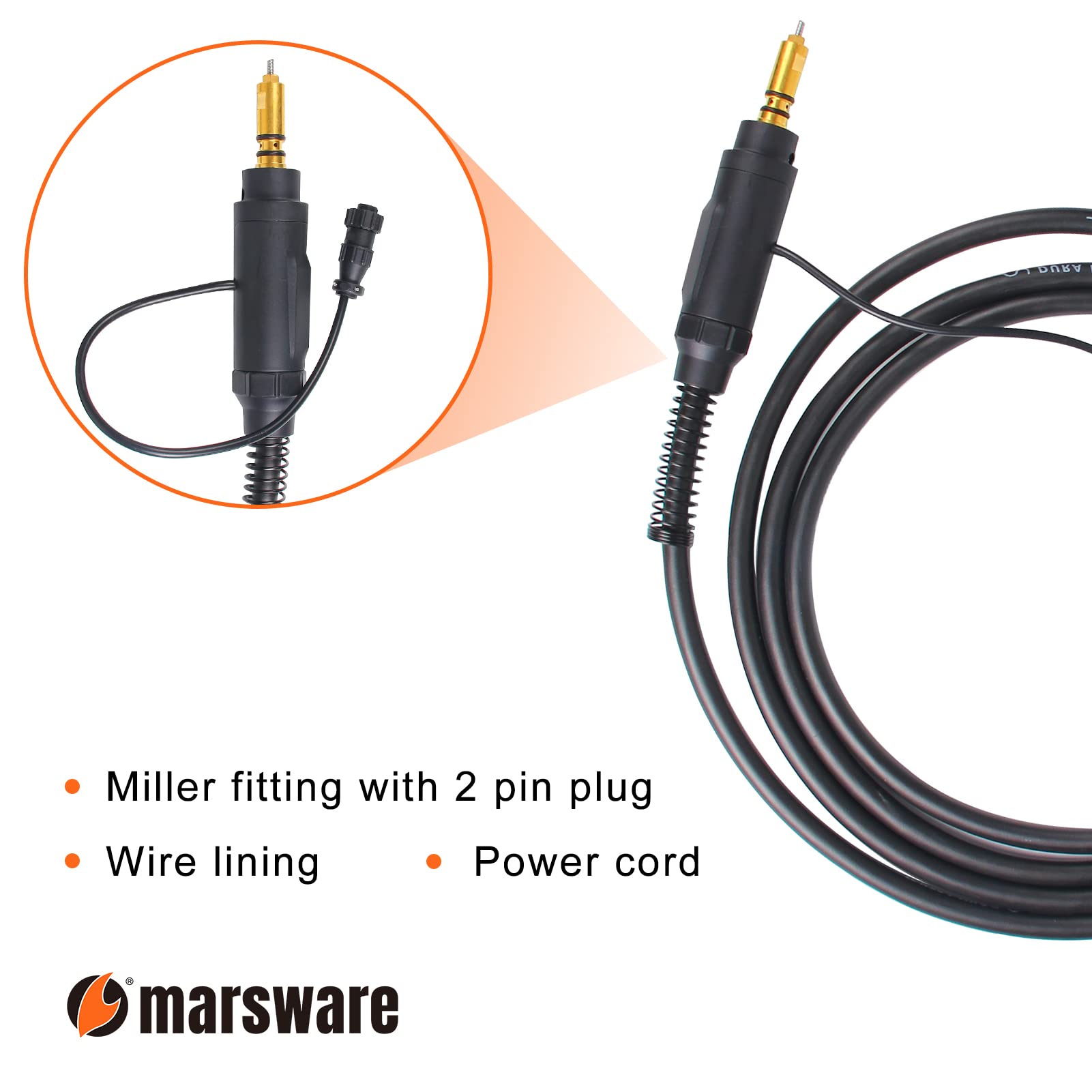 marsware MIG Welding Gun Torch Stinger Compatible with Miller M-25 169598 Millermatic 212 & 252, MIG Semiautomatic Gas-Shielded Welding Guns for 15ft 250A