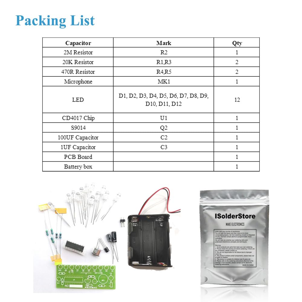 ISolderStore Colorful 10 LEDs Soldering Practice Board Electronic DIY Kits CD4017 Soldering Practice Kit for Teens Kids Adults