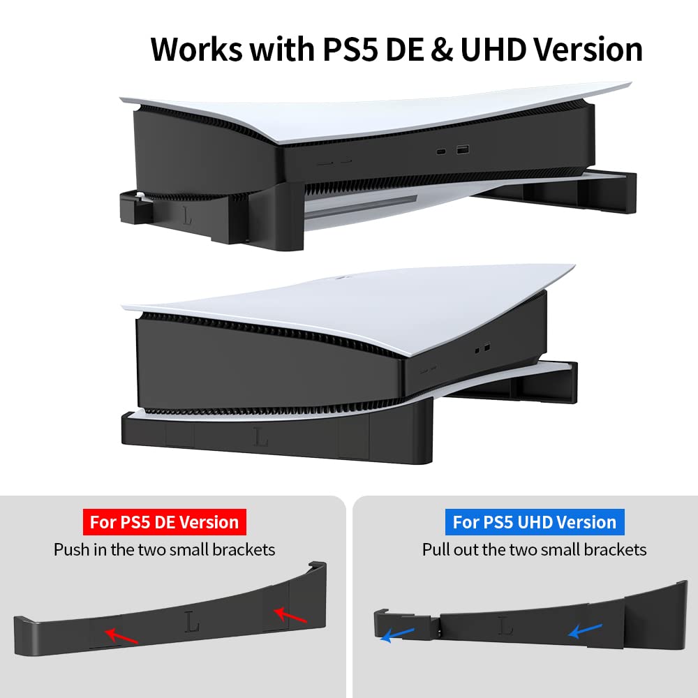 JDDWIN Console Wall Mount Kit for PS5 Disc and Digital Edition Compatible with PS5 Controller Headset VR2 Accessories Wall Mount Stand Holder (PC)