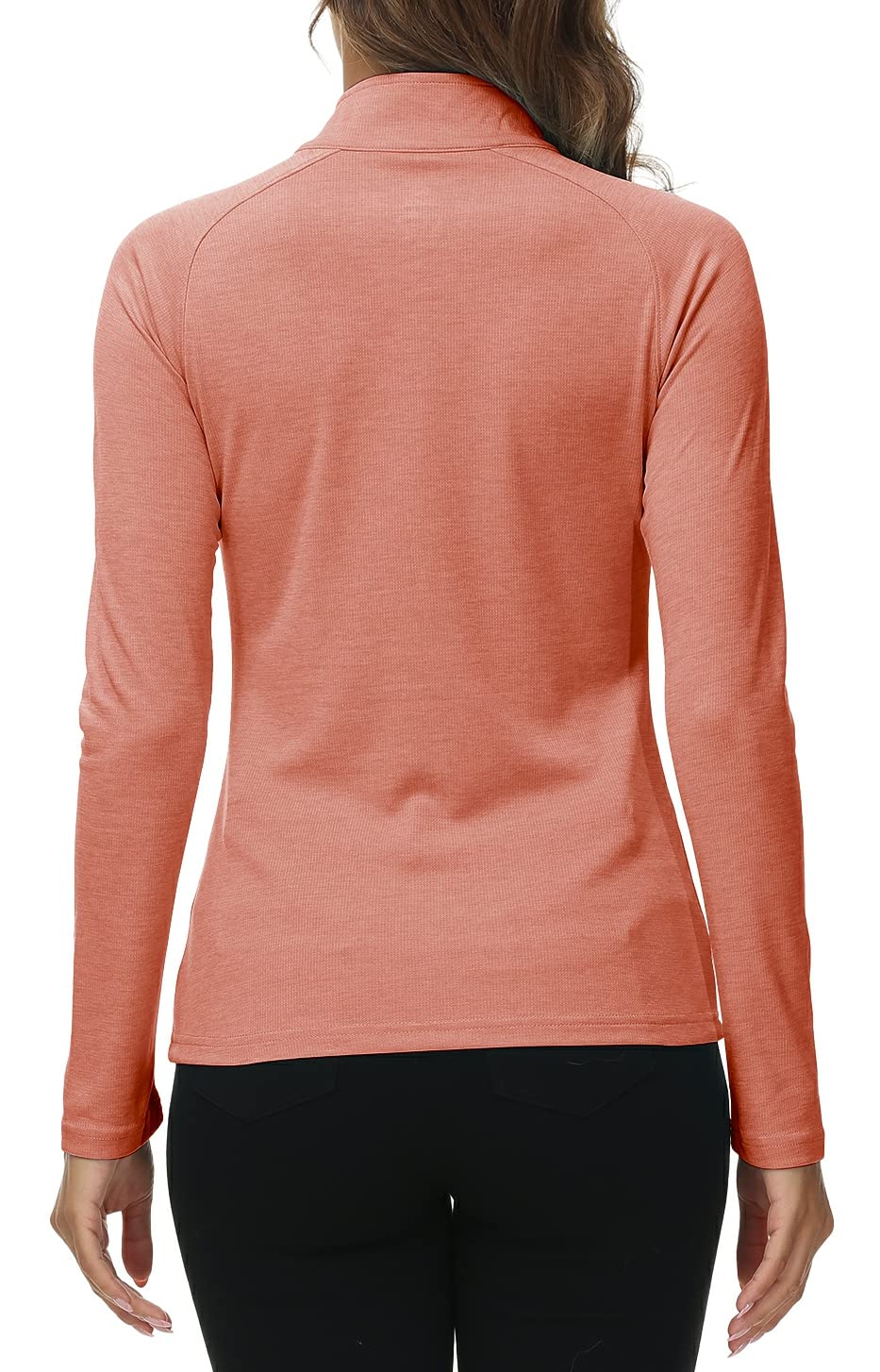 MoFiz Women's Golf Shirt Long Sleeve Athletic Quarter Zip Pullover Hiking Outdoor Running Workout Tops Rose Red XL