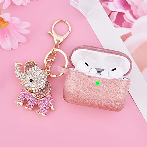 VISOOM Airpods Pro 2 Case Cover Cute with Bling Elegant Keychain for Apple Airpods pro 2nd Generation Case Cover Silicone iPod pro 2 Case Airpods pro 2nd Generation/Air Pro Pods 2nd Gen (Rose Gold)