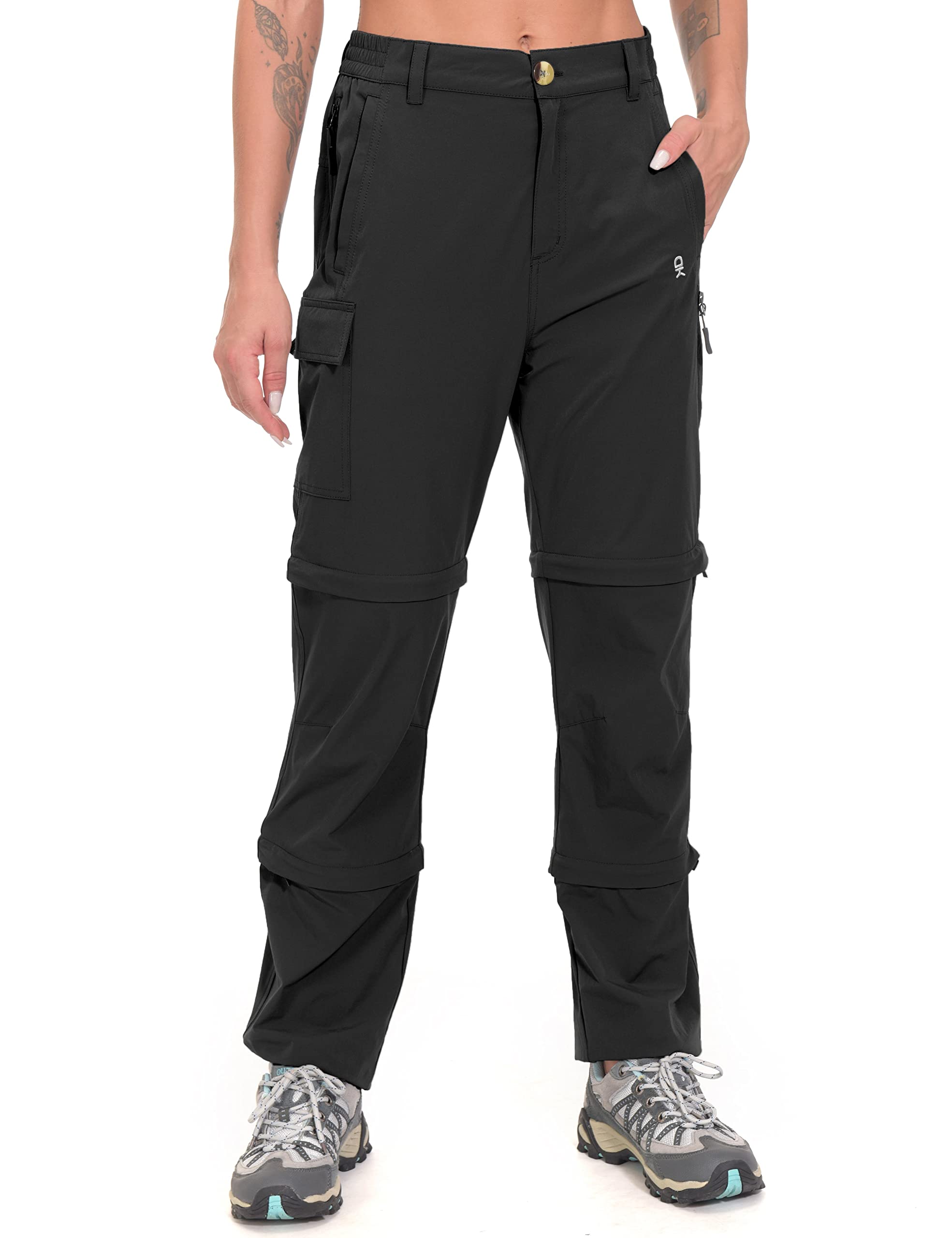 Little Donkey Andy Women's Stretch Convertible Pants, Zip-Off Quick-Dry Hiking Pants Black Size M