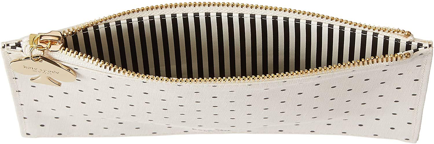 Kate Spade New York Black/White Pencil Pouch with Ruler, Eraser, & Sharpener, Leatherette Travel Zipper Pouch/Clutch, Literary Glasses