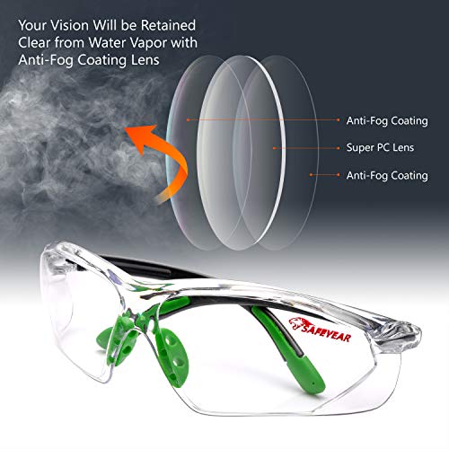 SAFEYEAR Anti Fog Z87 Safety Glasses for Men & Women Protective Eyewear Lab Work Glasses